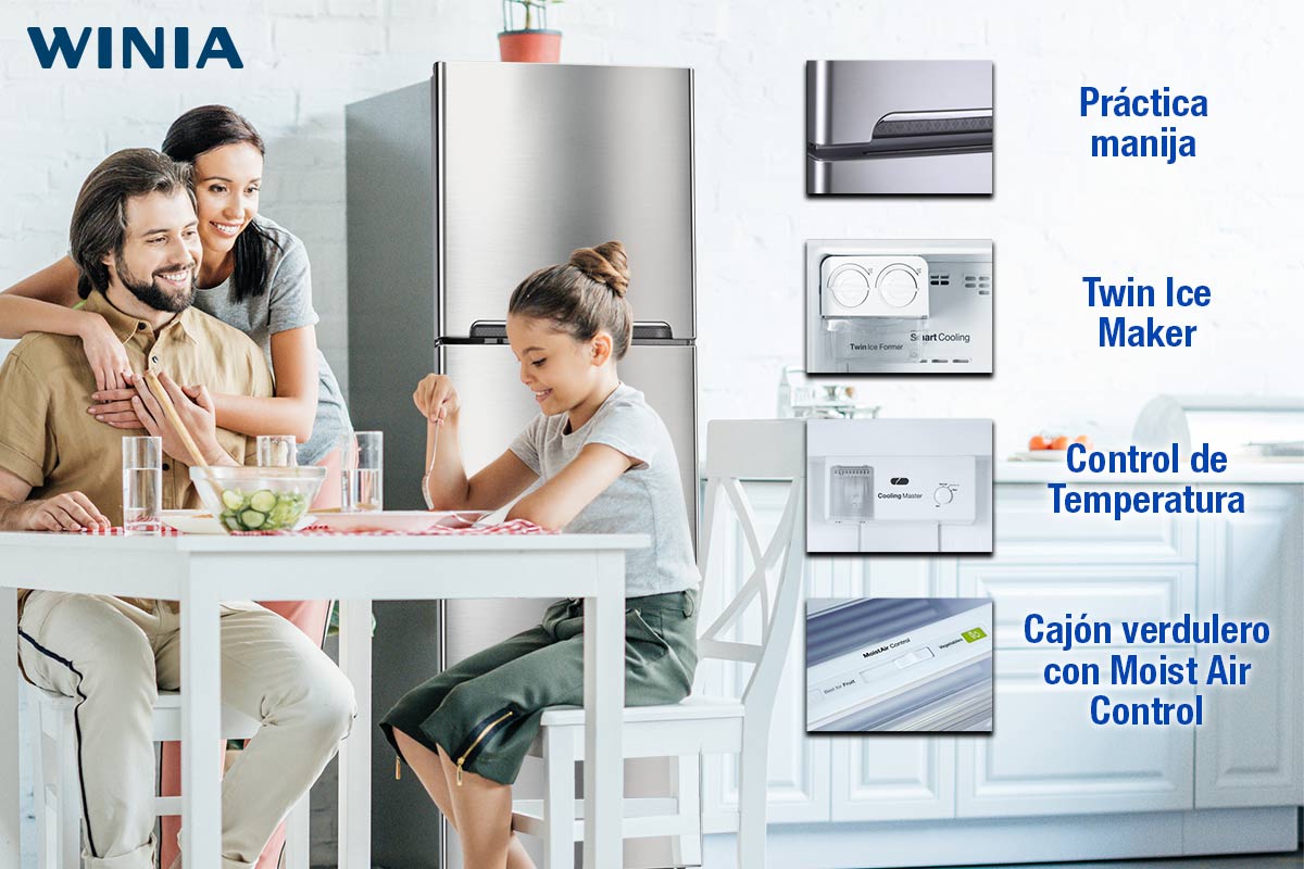 REFRIGERADORA WINIA TOP FREEZER NO FROST WRT-25GFB 249 L