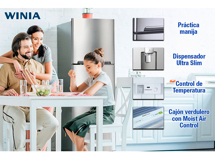 REFRIGERADORA WINIA BOTTOM FREEZER NO FROST WRT-36GFD 359 L