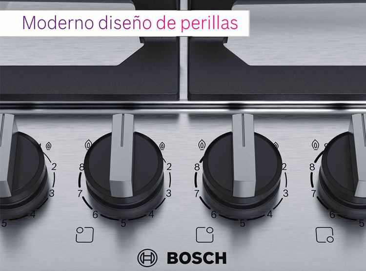 ENCIMERA EMPOTRABLE A GAS GLP/GN BOSCH 4 HORNILLAS PCP6A5B90 65.1CM