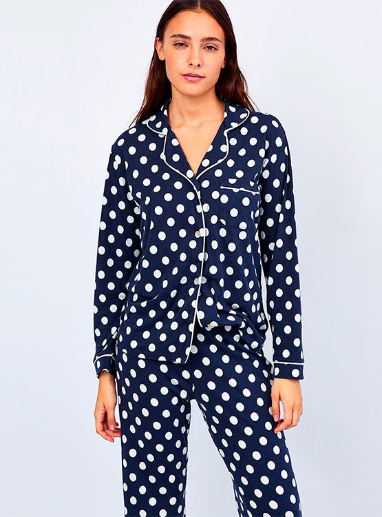 Ripley - PIJAMA MUJER IN BLOOM AZUL PJ BOYFRIEND CLÁSICO BLUE DOTS
