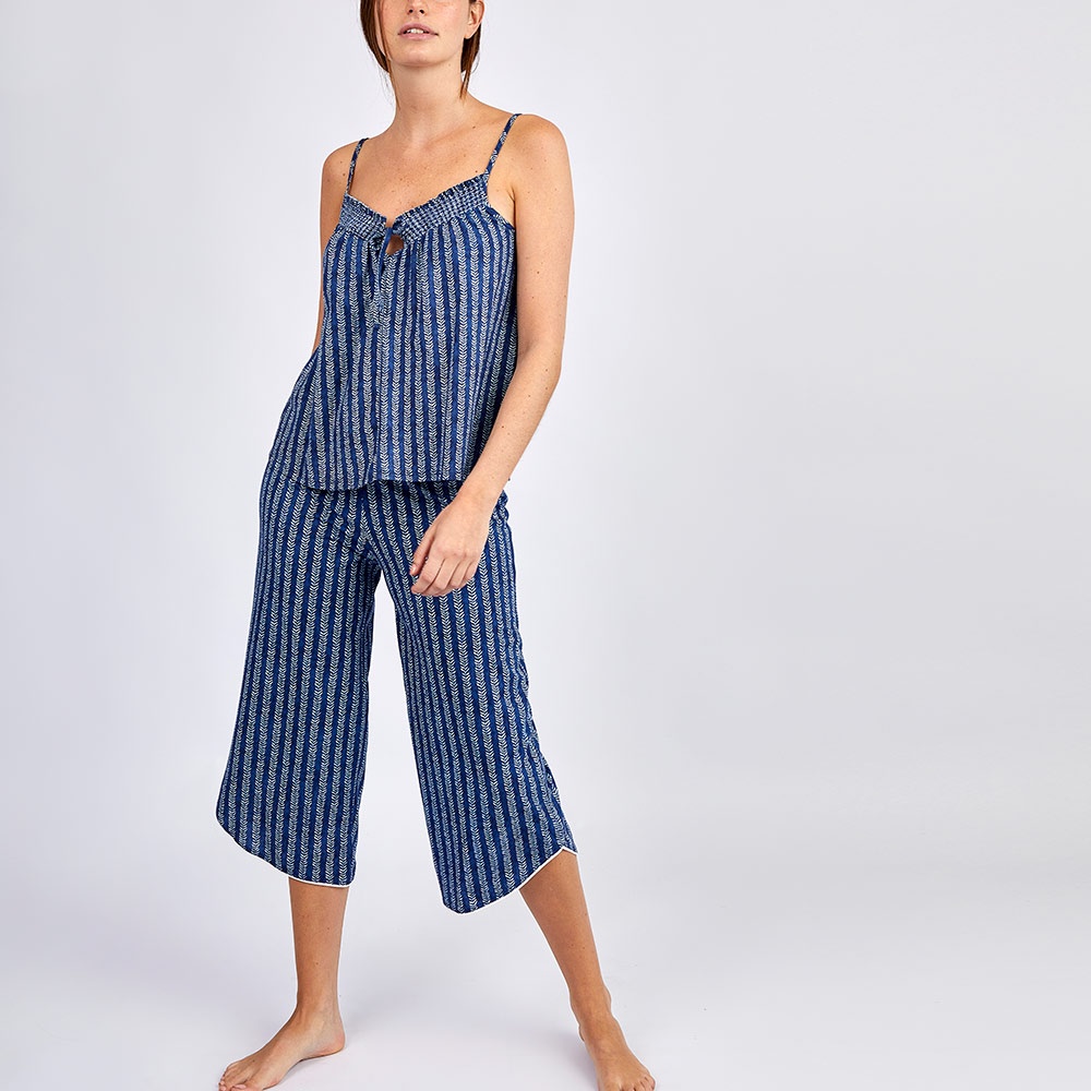 Ripley - PIJAMA TOP CORTO ALGODÓN PIMA MUJER IN BLOOM AZUL TIRITAS