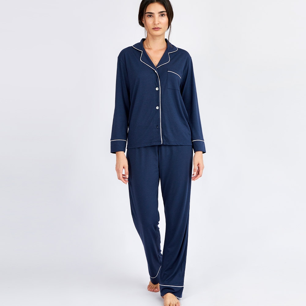 Ripley - PIJAMA MUJER IN BLOOM AZUL BOYFRIEND DARK