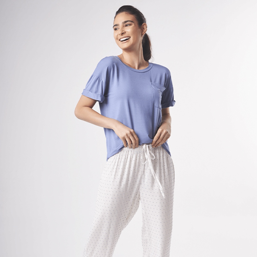 Ripley - PIJAMA ALGODÓN MUJER KOKETA AZUL SWAN