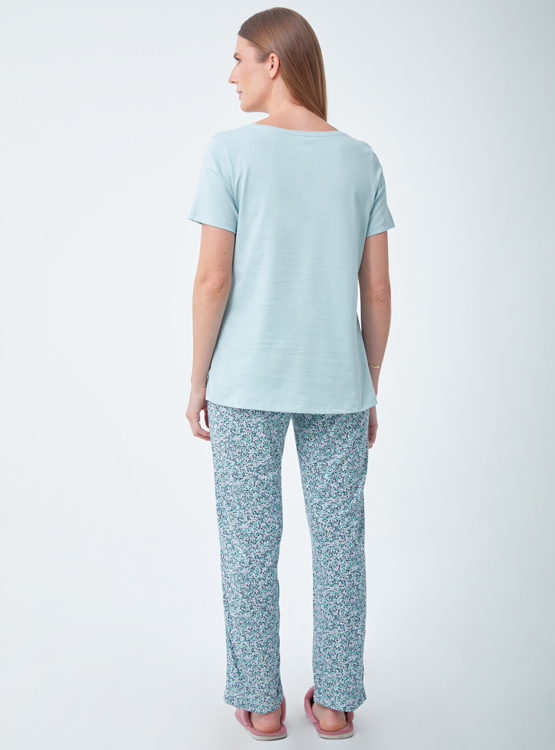 Ripley - PIJAMA ALGODÓN MUJER AZIZ PLATEADO MATE MINIFLORES