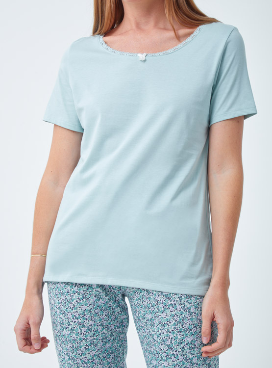 Ripley - PIJAMA ALGODÓN MUJER AZIZ PLATEADO MATE MINIFLORES