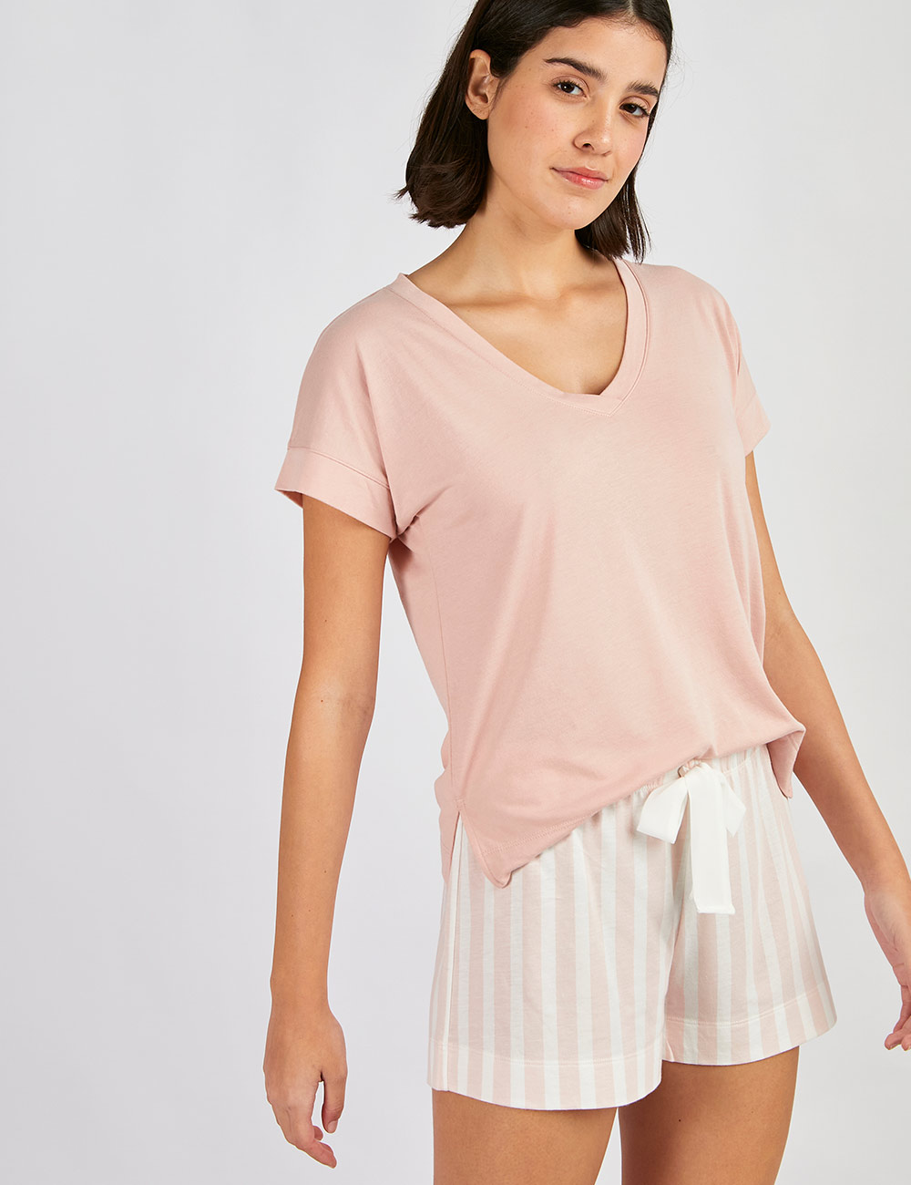 Ripley - PIJAMA SHORT MUJER IN BLOOM ROSADO SHORT ROSE STRIPES