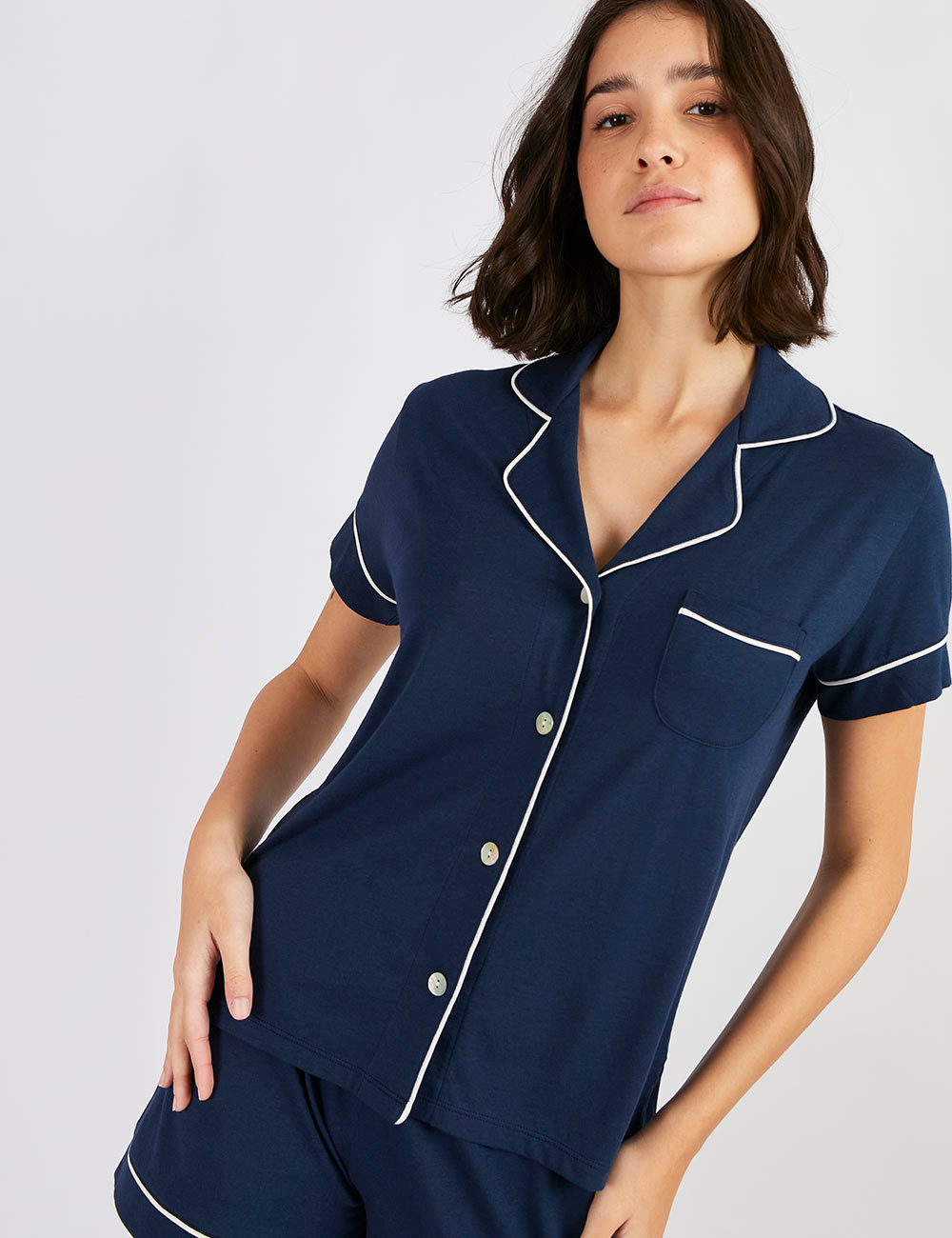 Ripley - PIJAMA MUJER IN BLOOM AZUL PJ BOYFRIEND CORTO INDIGO