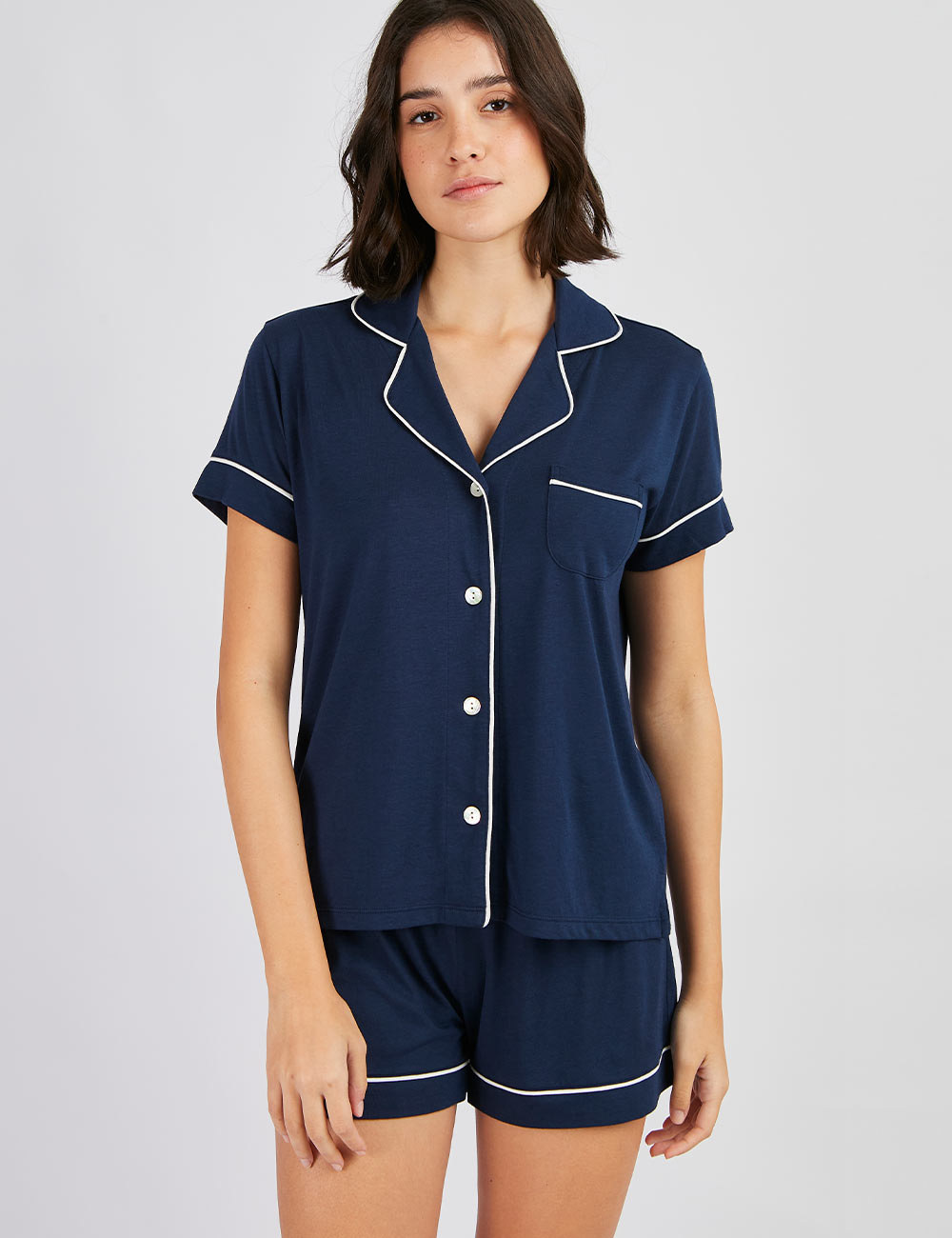 PIJAMA MUJER IN BLOOM AZUL PJ BOYFRIEND CORTO INDIGO