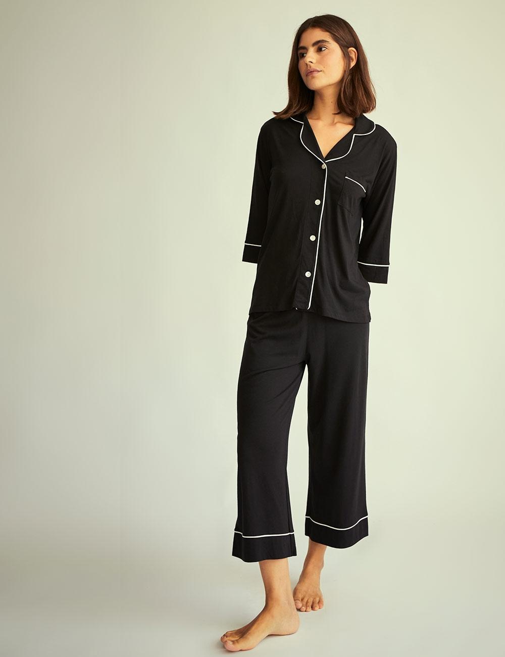 PIJAMA MIDI MUJER IN BLOOM NEGRO PJ BOYFRIEND