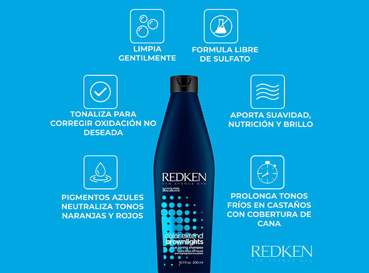 REDKEN SHAMPOO COLOR EXTEND BROWNLIGHTS PARA CABELLO CASTAÑO