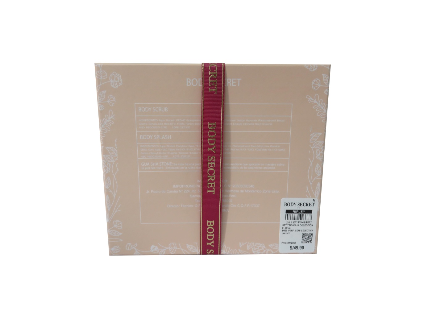 SET BODY SECRET TRIO COLECCION FLORAL BODY SCRUB 100ML + GUA SHA STONE ...
