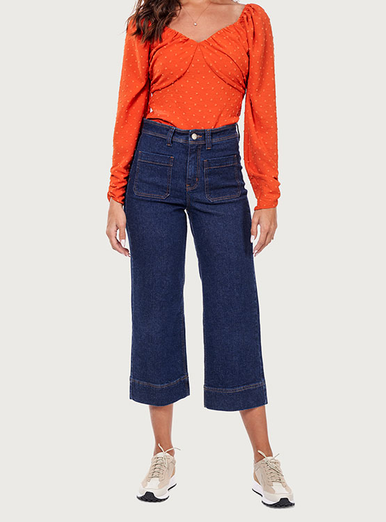 JEANS MUJER MENTHA Y CHOCOLATE AZUL CORINA MAR