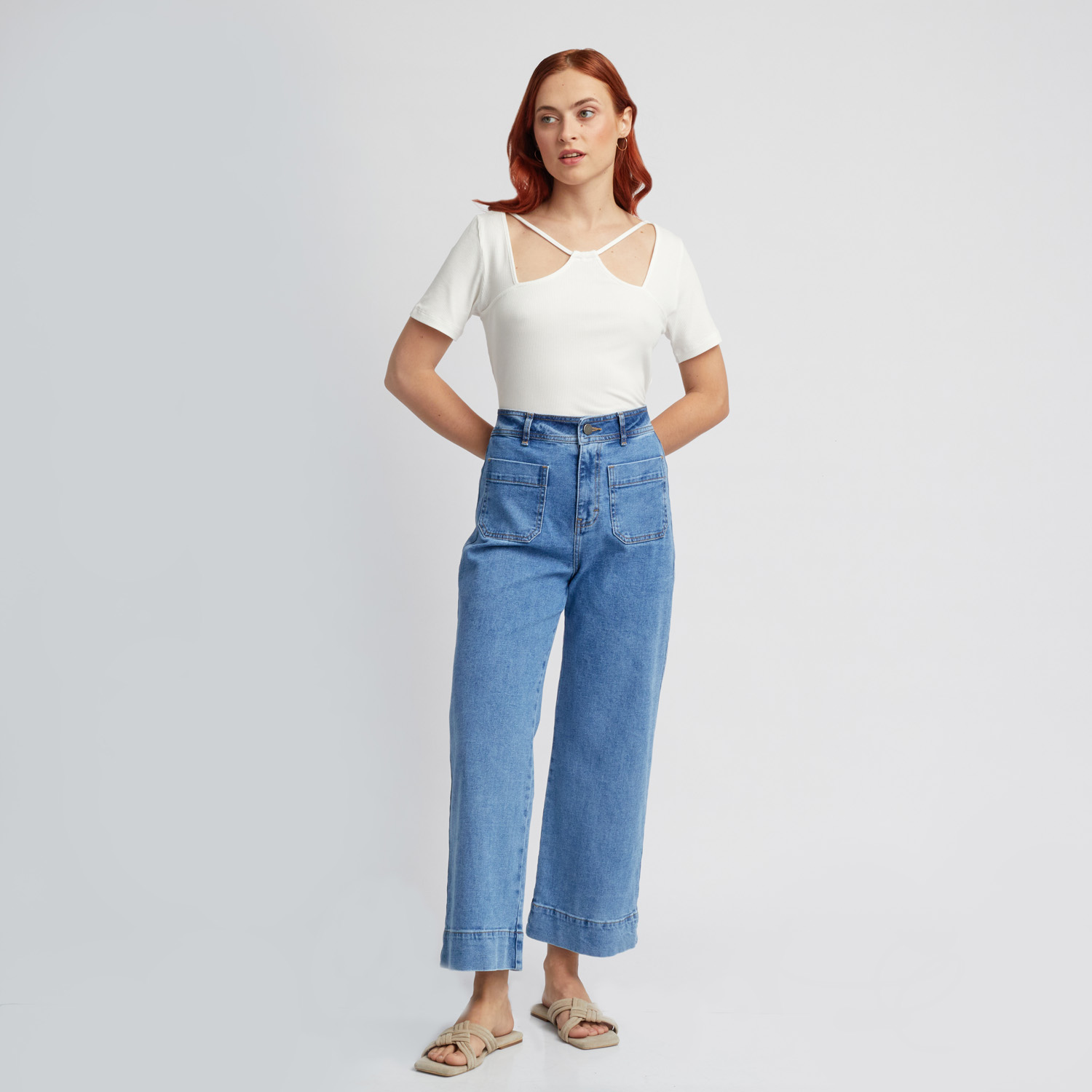 Ripley - JEANS CULOTTE MUJER MENTHA Y CHOCOLATE CELESTE CORINA REPE
