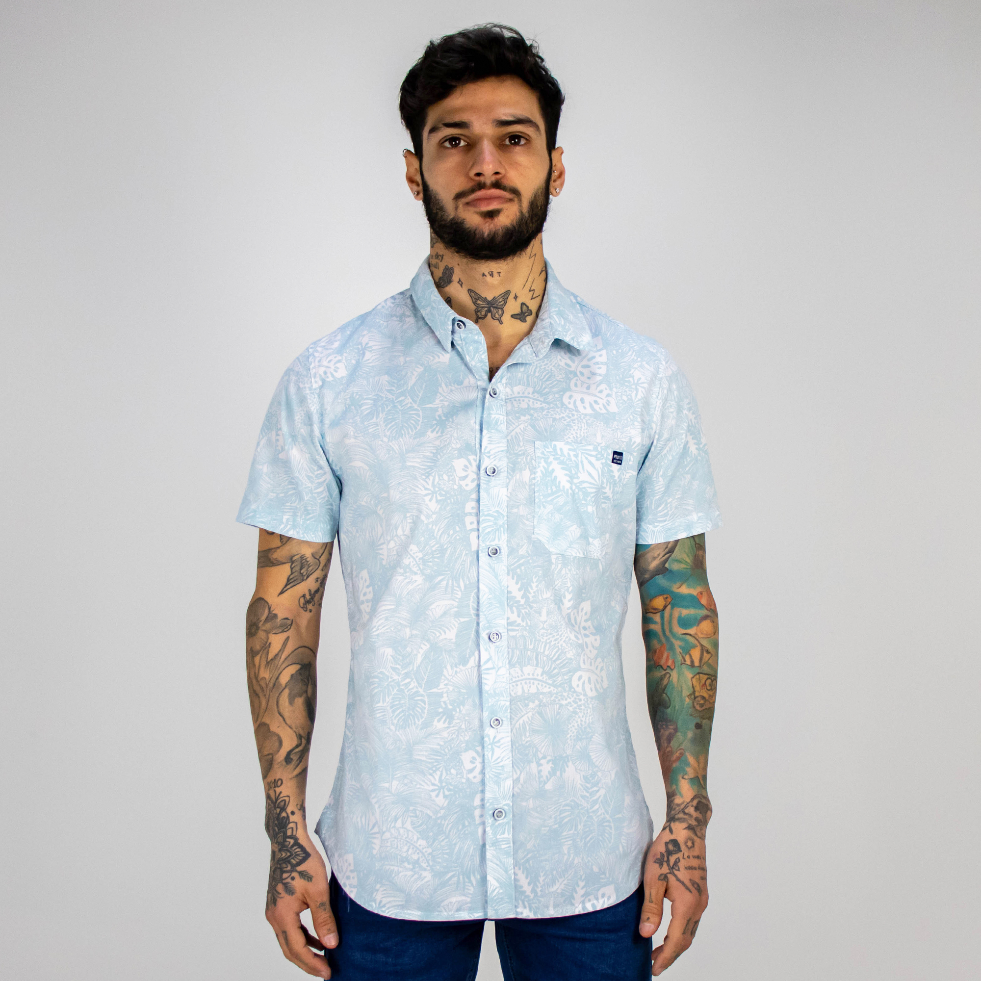 Ripley - CAMISA MANGA LARGA ALGODÓN HOMBRE PARADA 111 CELESTE SANDER