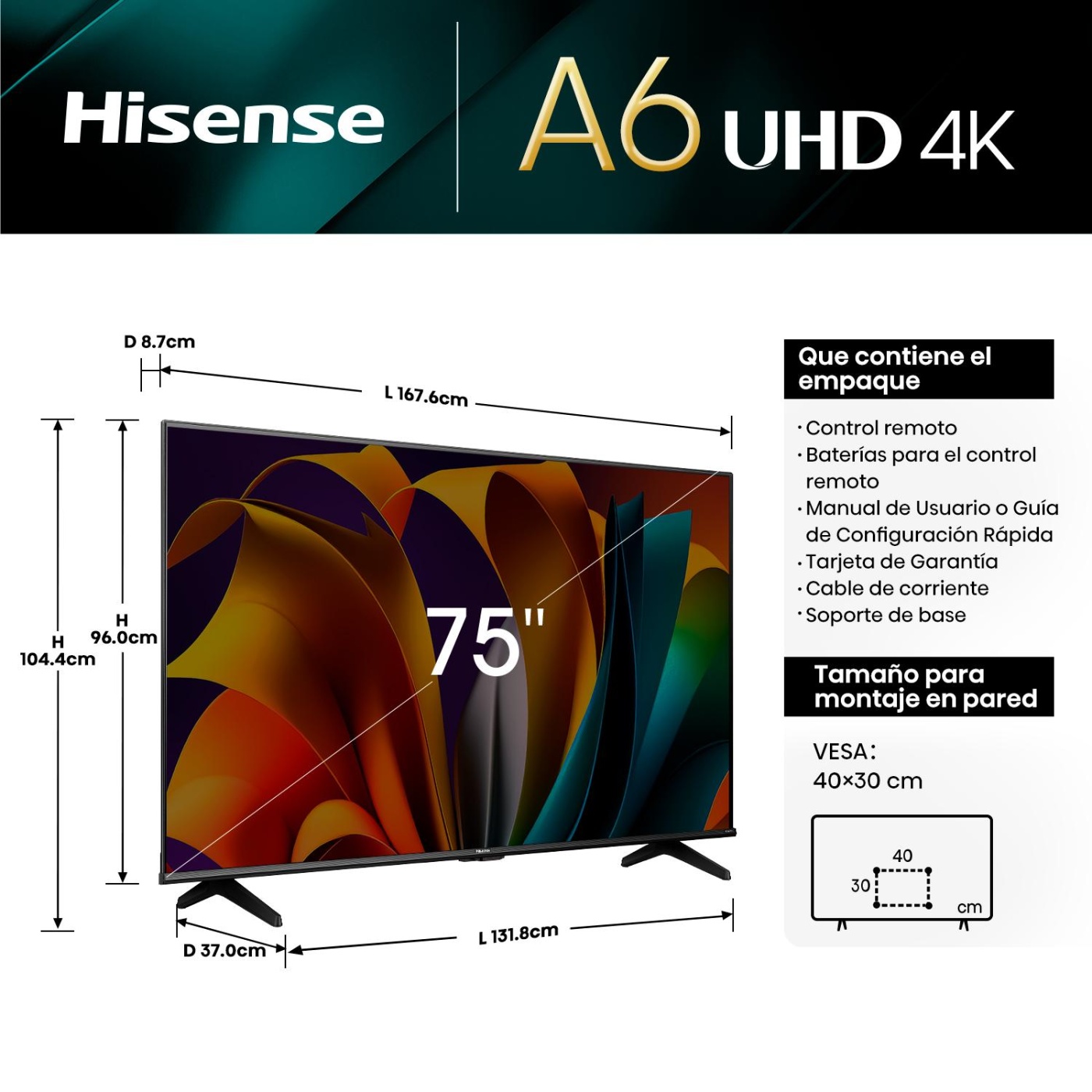 TELEVISOR HISENSE 4K ULTRA HD 55” SMART TV 55A6N
