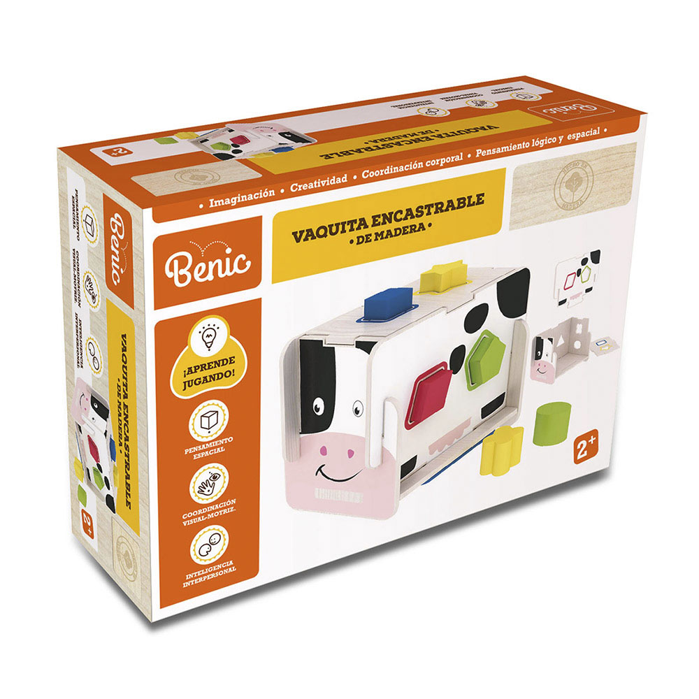 JUGUETE BENIC BW CUBO VACA MADERA