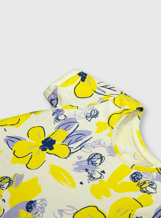 VESTIDO NIÑA COLLOKY AMARILLO HOLGADO ESTAMPADO FLORES
