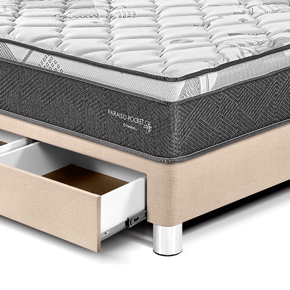 Ripley - CAMA AMERICANA CON CAJONES PARAÍSO POCKET STAR QUEEN CHAMPAGNE