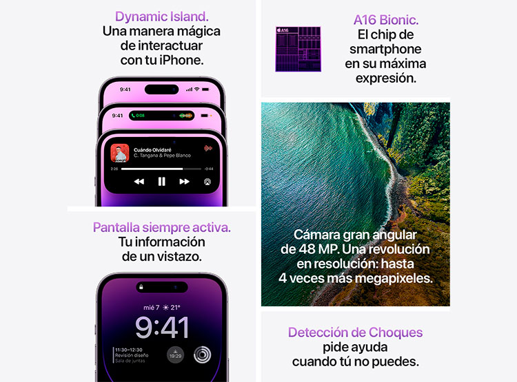 IPHONE 14 PRO 128GB 48MP + 12MP + 12MP 6.1" MORADO OSCURO
