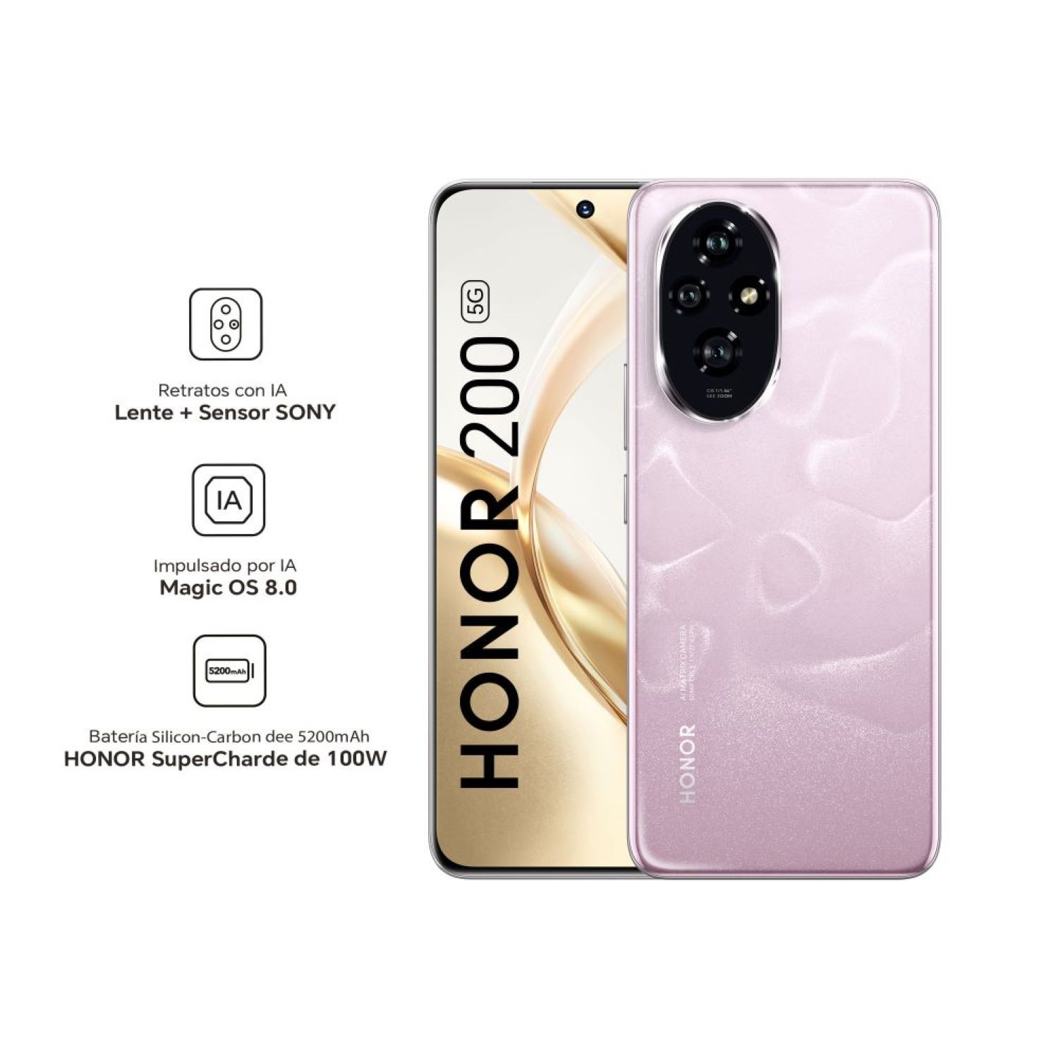 CELULAR HONOR 200 256GB 12GB RAM 50+50+12MP 6.7" CORAL PINK