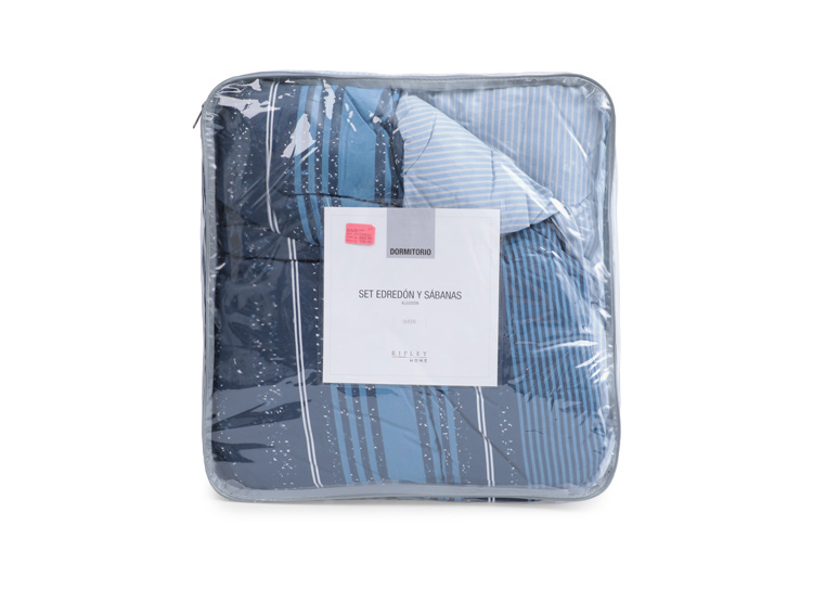 SET CAMA RIPLEY HOME LÍNEAS QUEEN ALGODÓN
