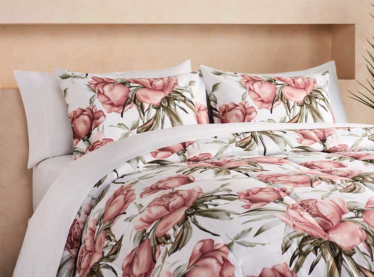 Ripley - EDREDÓN RIPLEY HOME ROSAS 2 PLAZAS ALGODÓN 180 HILOS ESTAMPADO