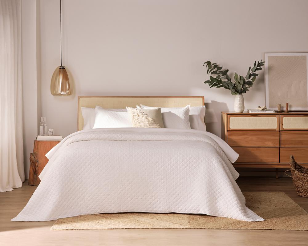 FUNDA DE ALMOHADA CUBRECAMA MAISON LINETT WAFFLE BLANCO 50X70 CM