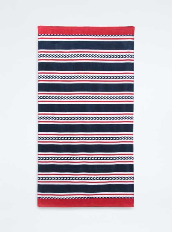 Ripley - TOALLA DE PLAYA NAVIGATA VELOUR 80X160 NAUTICA AZUL/ROJO